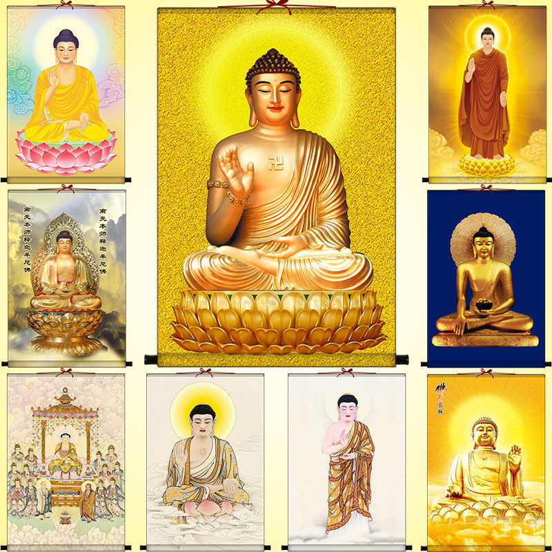 Namo Buddha Shakyamuni Buddha Portrait Hanging Scroll Buddha Silk ...