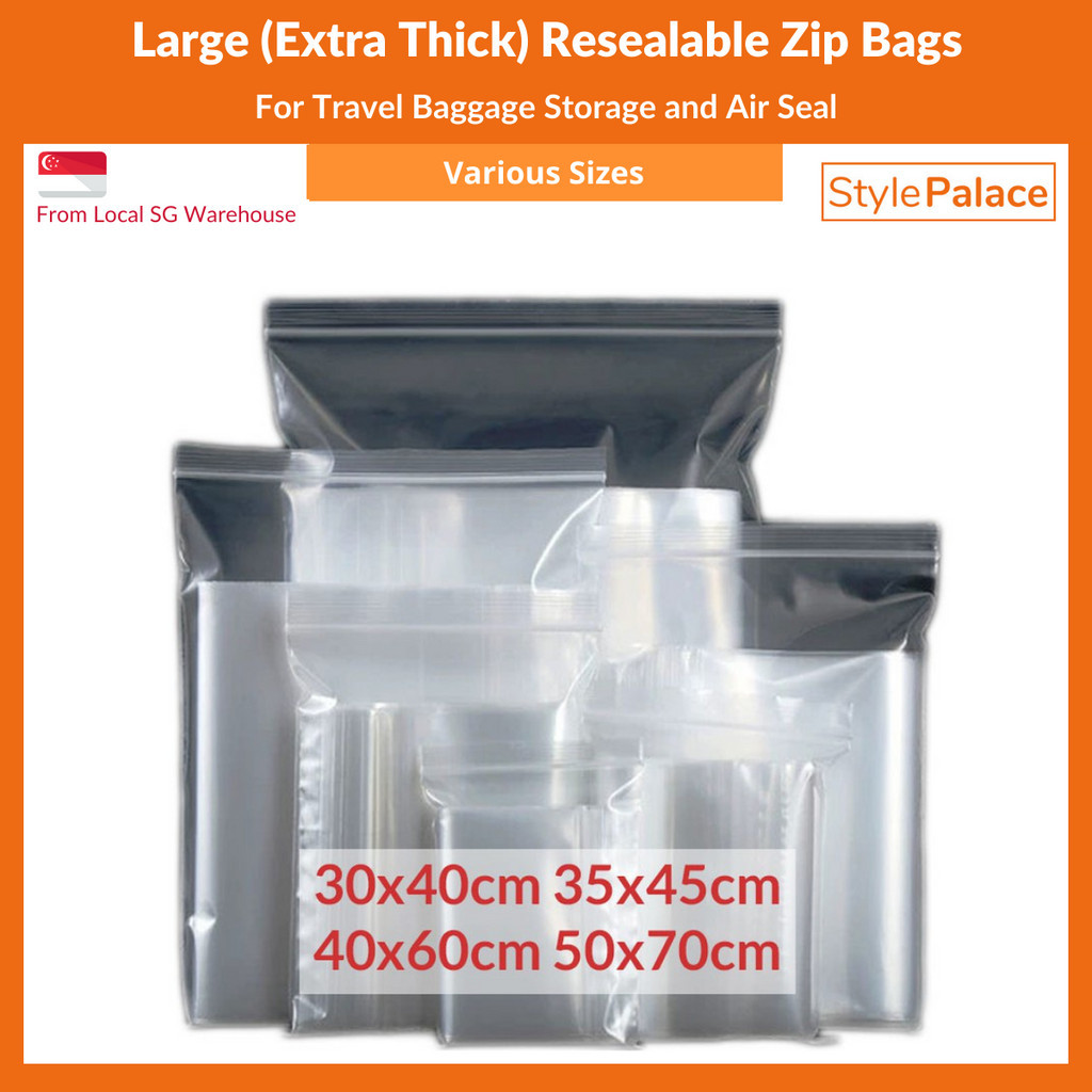 Large (Extra Thick) Resealable Zip Bags for Travel Baggage Storage and ...