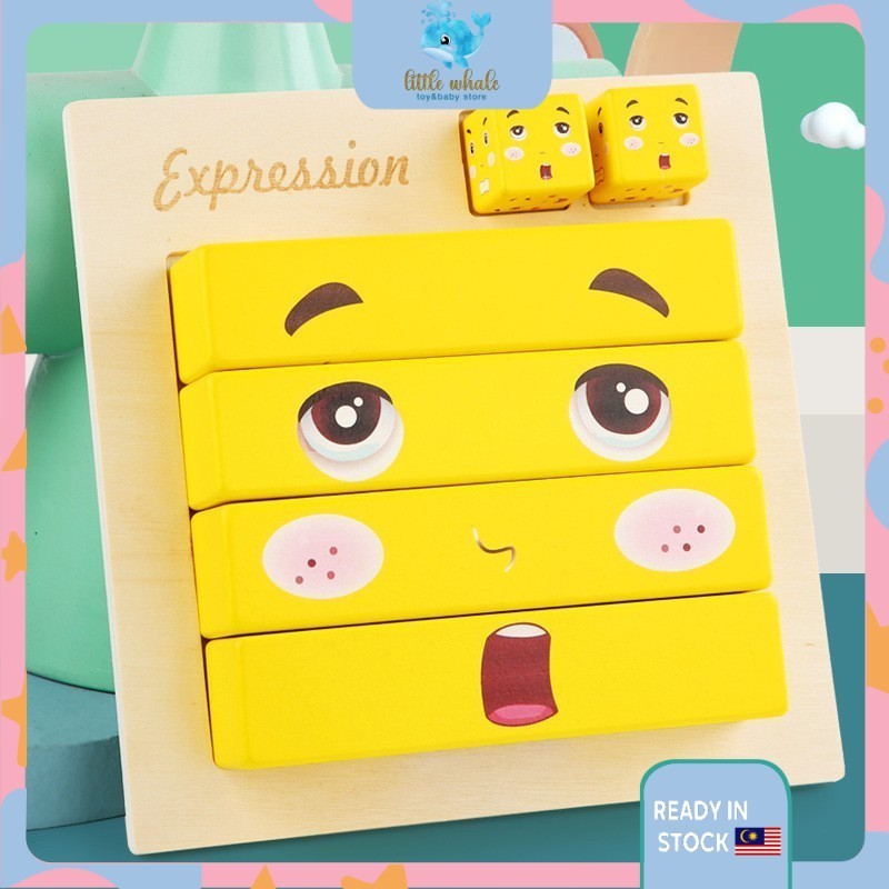 Wooden Expression Changing Blocks Expression Dice Emoji Expression ...
