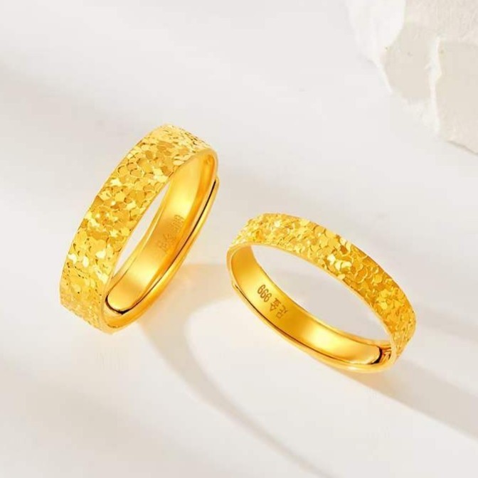 999 Golden 24K pure gold Rings Goddess jewelry girlfriend birthday gift ...