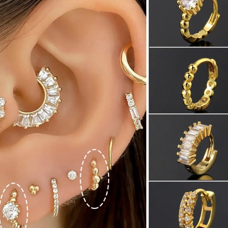 1pc New Kpop Dainty Ear Cartilage Helix Daith Piercing Hoop Earrings ...