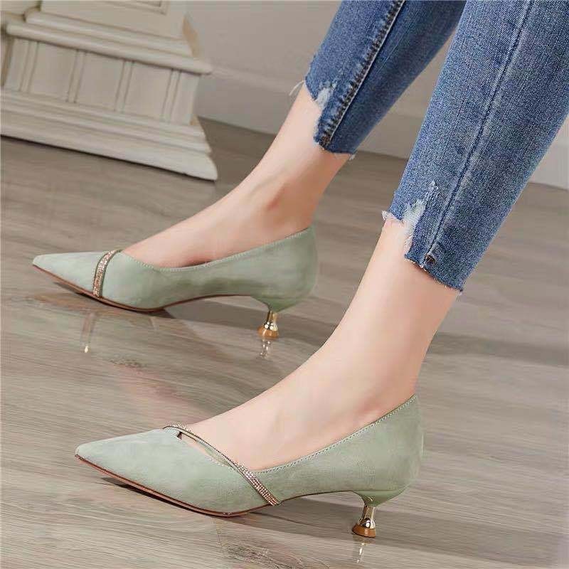 High Heel Shoes Low Heel3CMStiletto French Pointed-Toe Low Heel Student ...