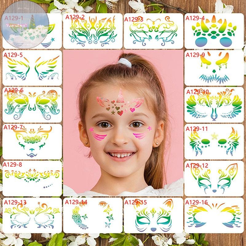 ZHEN 16Pcs Face Skeleton Painting Stencil Mask Set DIY Kids Graffiti ...