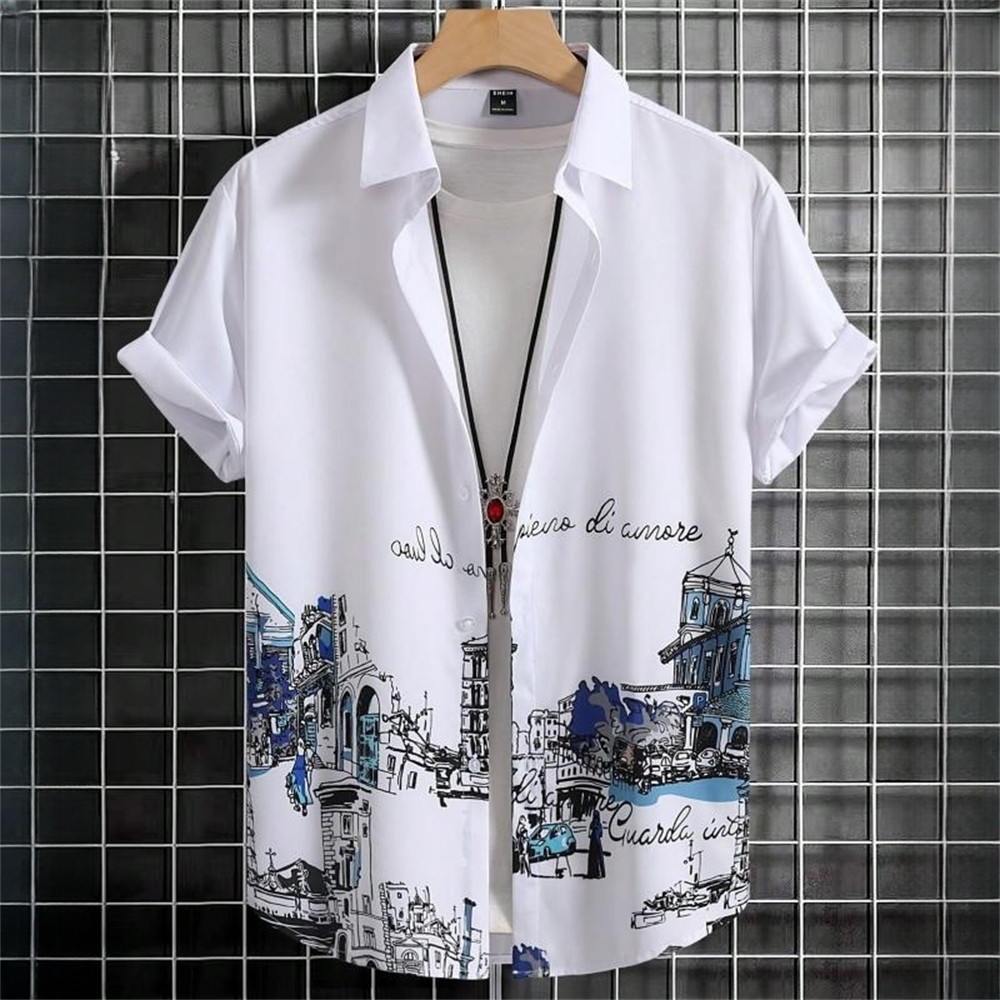 Simple Men's Shirts 3d Patchwork Printing High-Quality Men's Clothing ...