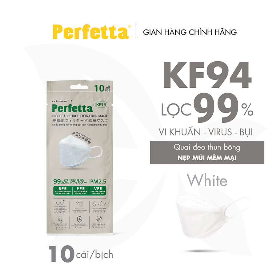 Kf94 Perfetta Premium 3-Layer Mask Bag, Korean Standard (10 pieces/bag ...