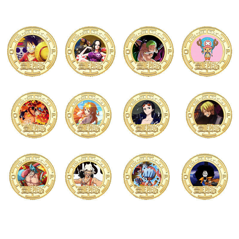 One Piece Coins Metal Luffy Zoro Coins Anime Commemorative Coin Pokemon ...