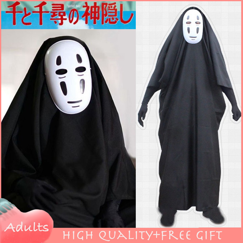 No Face Man Spirited Away Cosplay Costume Black Cloak For Kids Adults ...