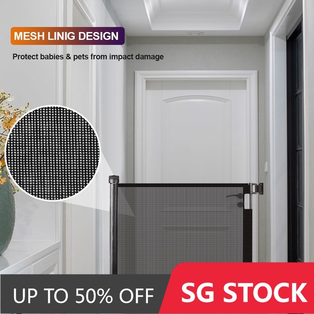 Retractable Baby Child Safety Gate Child Barrier Extra Wide Mesh Safety ...