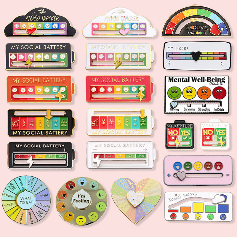 My Social Energy Battery Removable Enamel Lapel Pin Creative Mood Guide ...