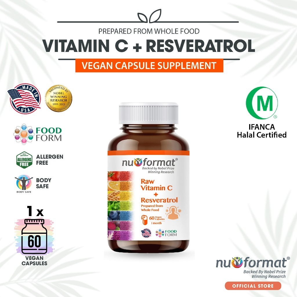 NU-FORMAT Raw Vitamin C + Resveratrol Antioxidant Booster Vegan ...