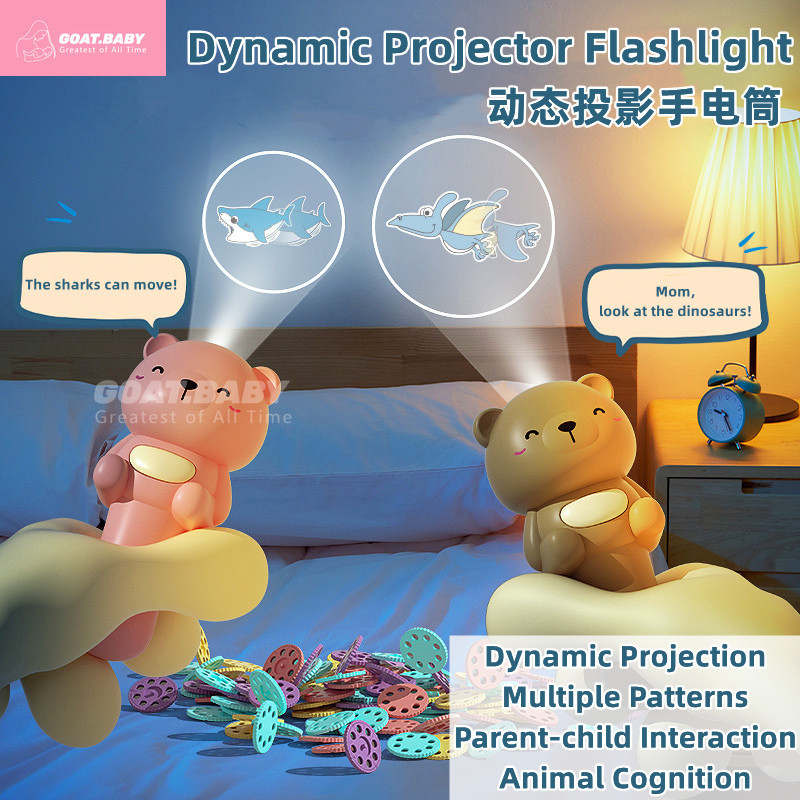 Story Telling Slide Flashlight Projector Toys for Kids Dinosaur Themes ...