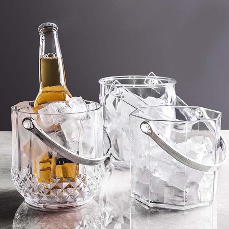 [Kesoto1] Portable Ice Bucket with Handle Clear Ice Container Beverage ...