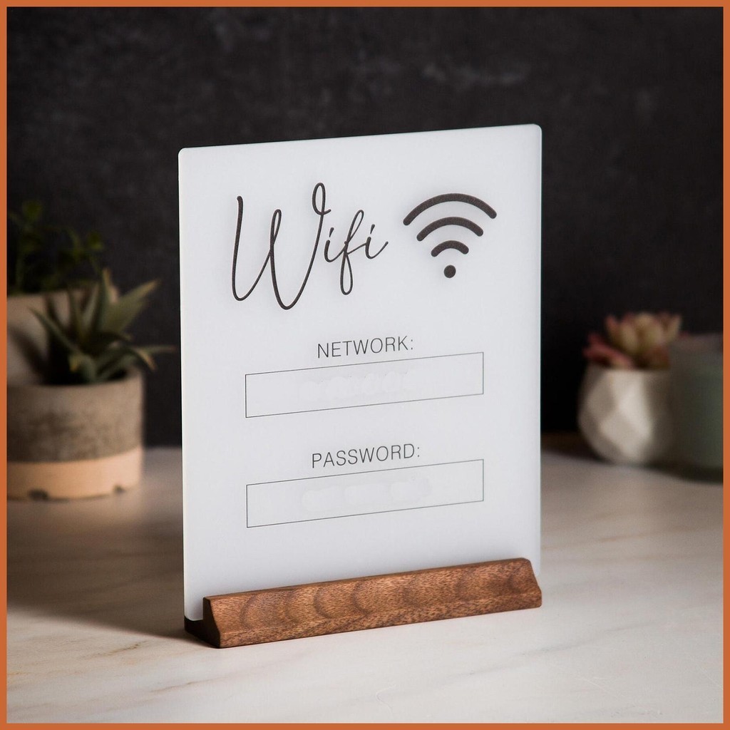 WiFi Board Sign Business WiFi Board with Base WiFi Sign for Guests in ...
