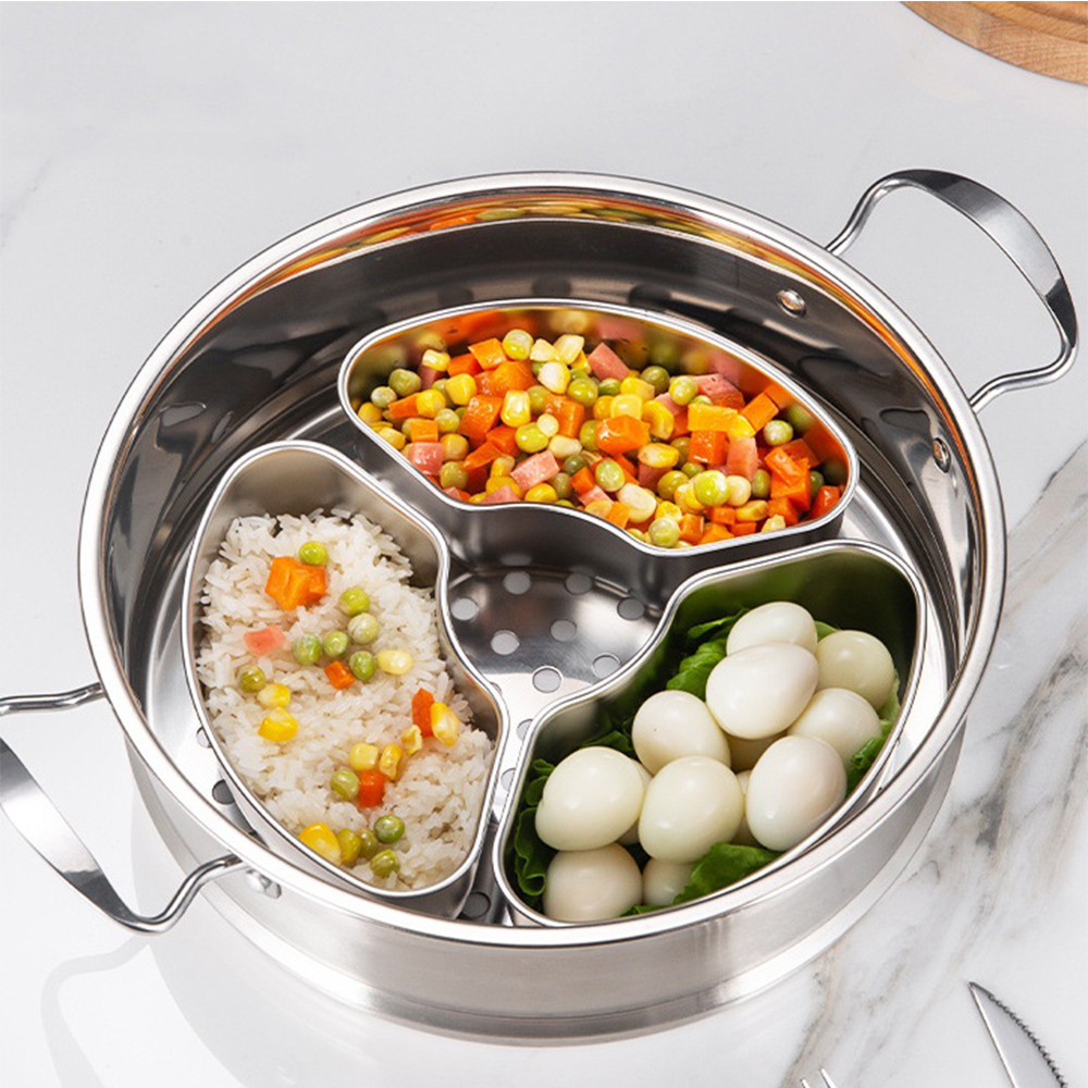 3pcs 304 stainless steel fan-shaped steaming tray Round rice cooker ...