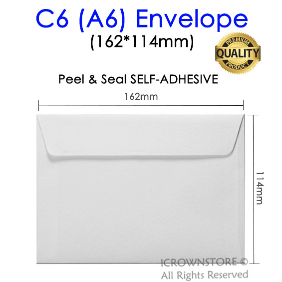C6 A6 Envelope (500pcs/box) Paper Envelopes 162*114mm (100gsm) | Shopee ...