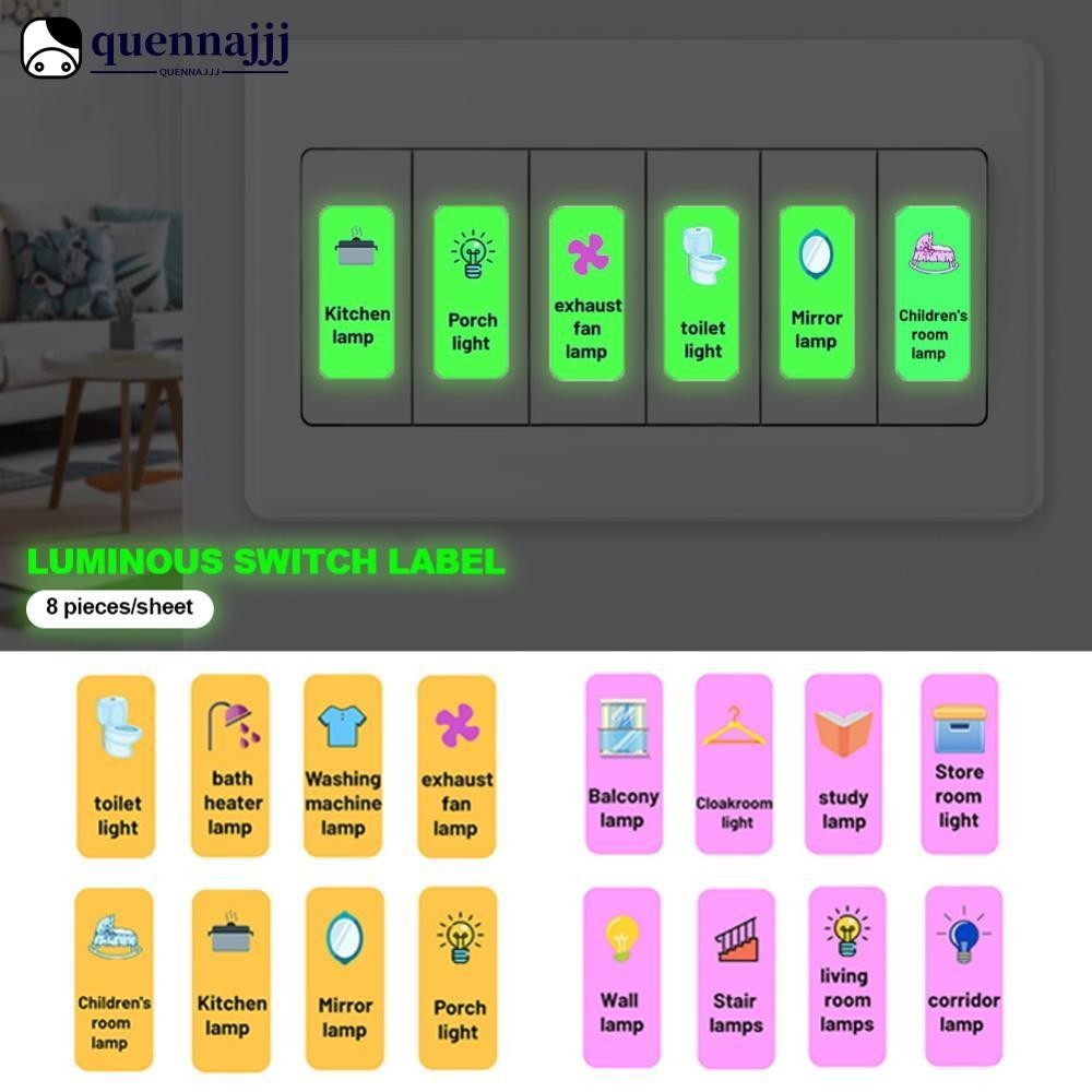 QUENNA Glow in the Dark Switch Button Indication Label Luminous Strip ...