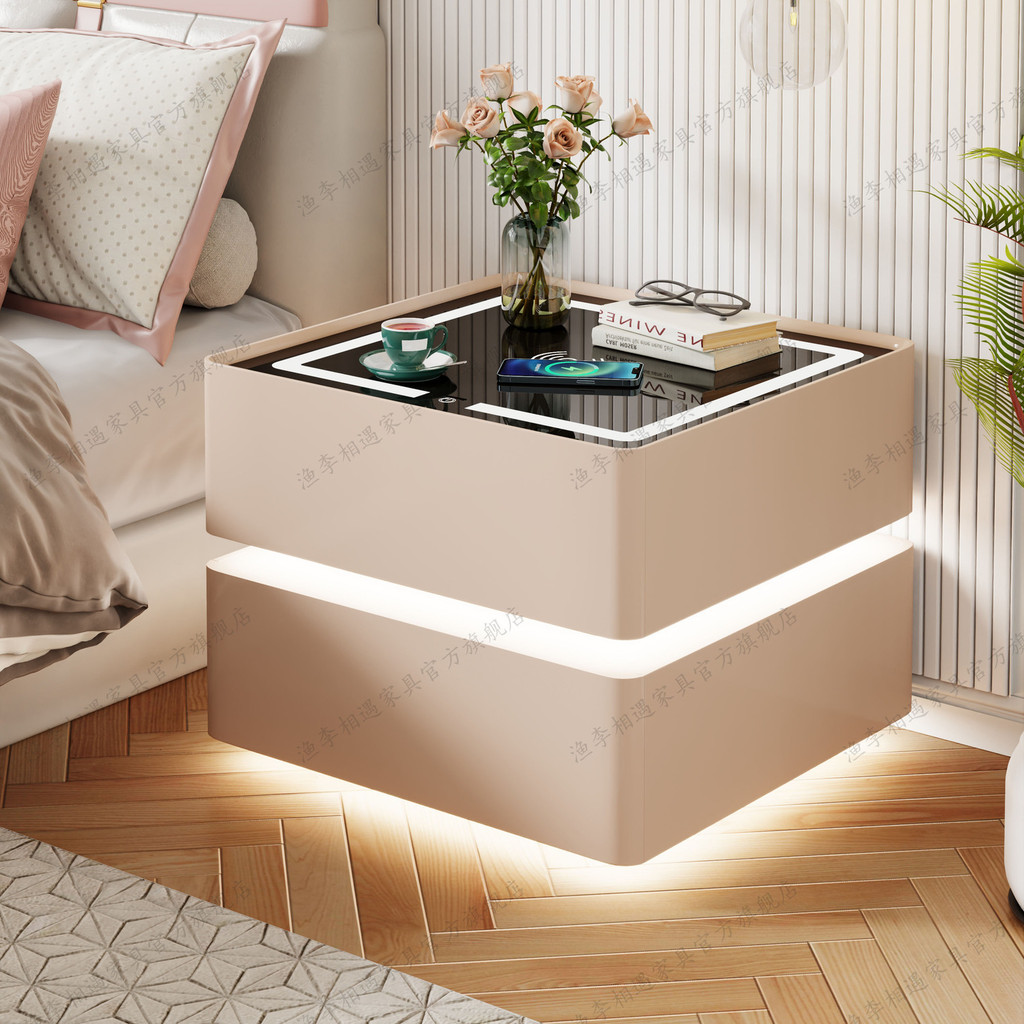 Bedroom Home Smart Bedside Table Modern Simple Cream Style Ambient ...