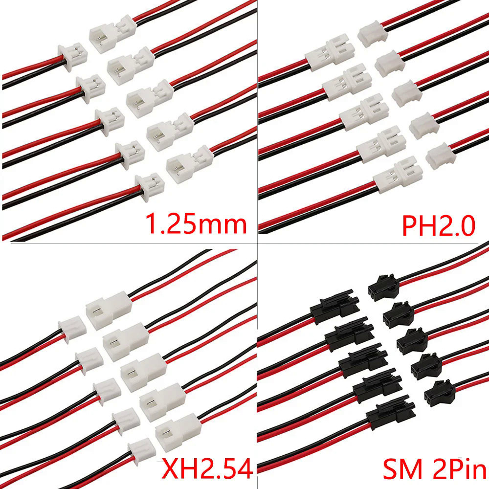 2/5/10 Pair JST 1.25 PH 2.0 XH 2.54 SM 2P Female Plug Connector With ...