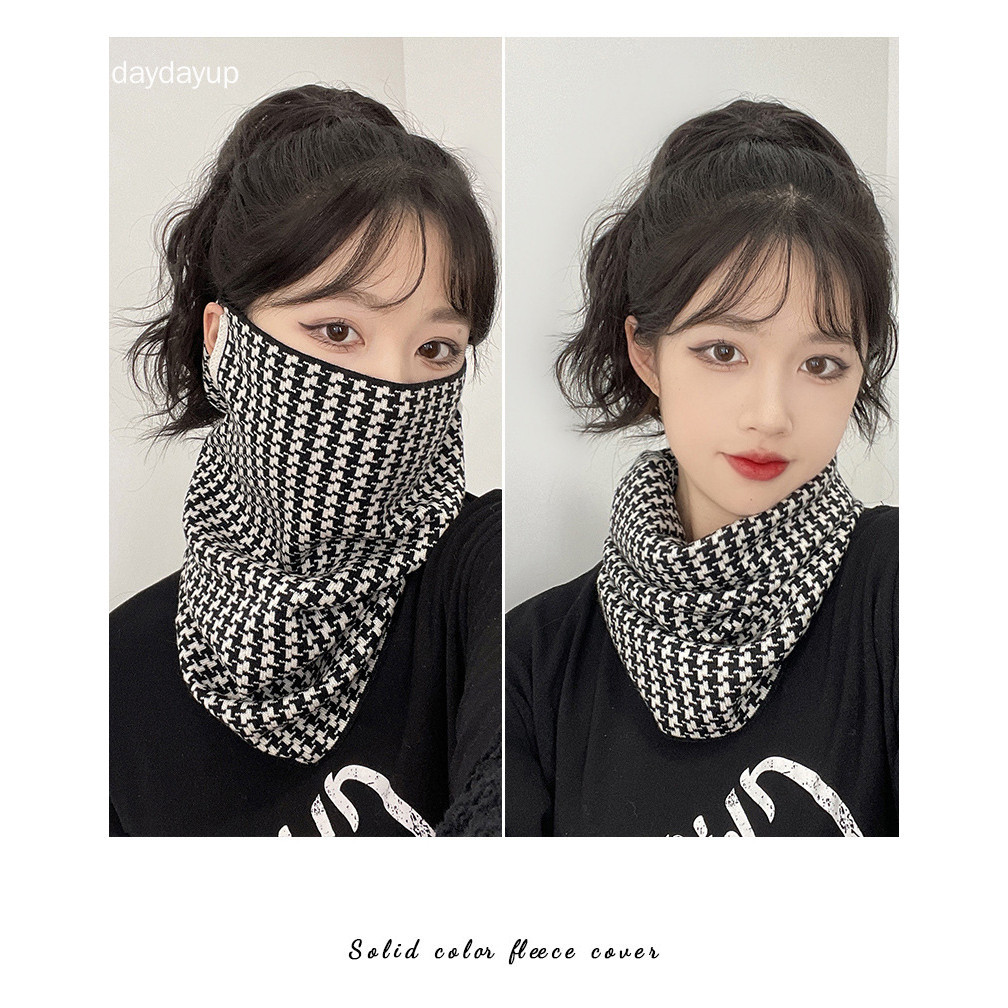 New Knitted Grid Windproof Face Mask for Women in Autumn and Winter ...