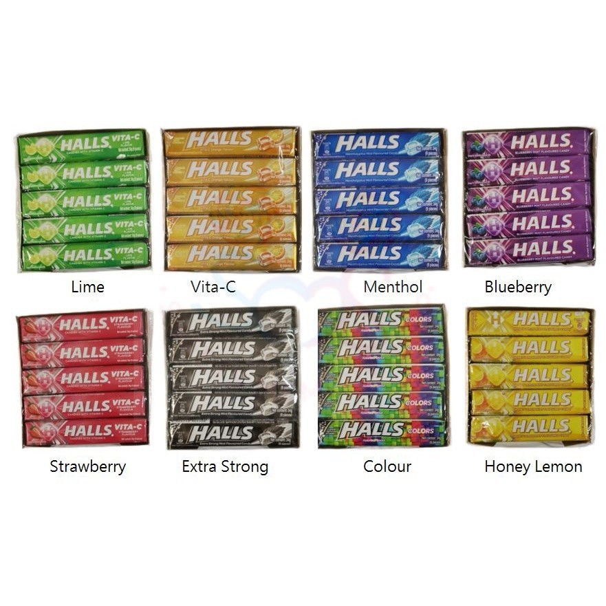 Halls Stick Mint Candy / Gula-gula Mint 薄荷糖 34g x 20 sticks / Box ...