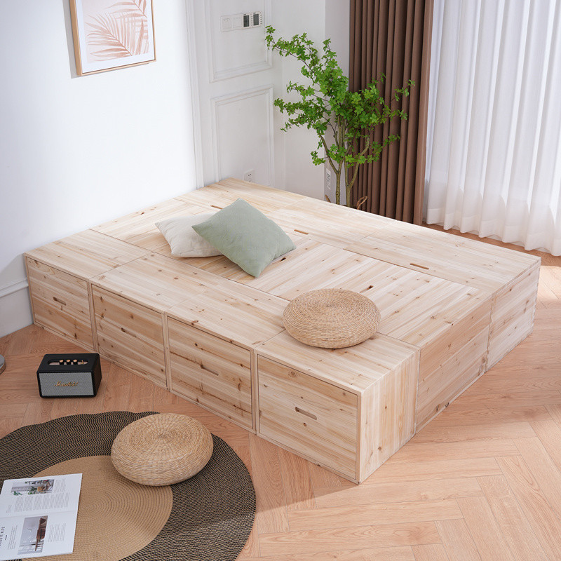 Tatami Wooden Box Bed Solid Wood Box Storage Bed Free Combination Bed ...