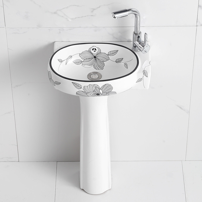 Pedestal Basin Ceramic Integrated Washbasin Hotel Wash Basin Balcony ...