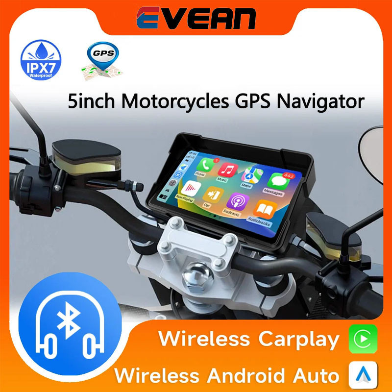 5inch Motorcycle Multimedia Player Wireless CarPlay Android Auto GPS ...