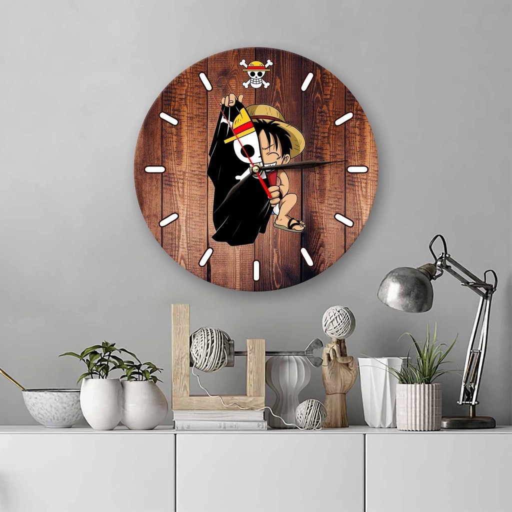 KAYU Wooden WALL CLOCK MDF ANIME ONEPIECE 003 - LUFFY001 ONE PIECE ...