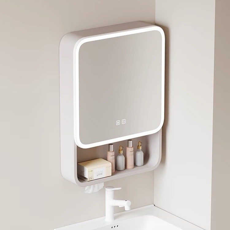Space Aluminum Arc Bathroom Mirror Cabinet Smart Mirror Box with Lights ...