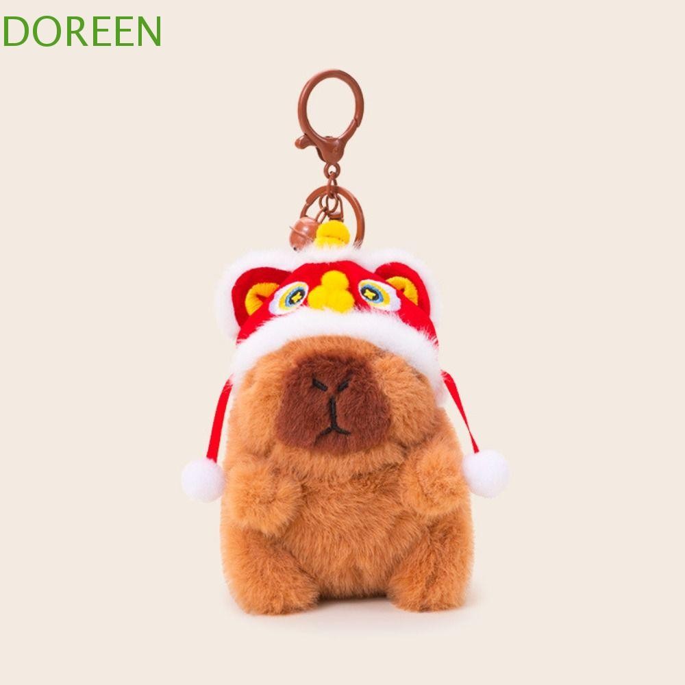 DOREEN Capybara Plush Keychain, Lion Dance Chinese Style Plush Capybara ...