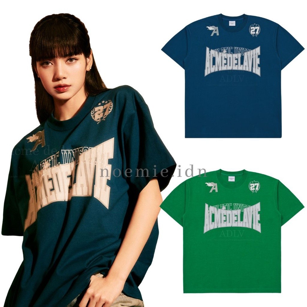 Adlv x lisa blackpink sporty uniform short sleeve t-shirt | Shopee ...