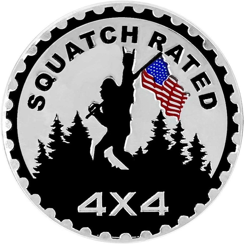 Squatch American Flag Badge Rated Car Emblem, 4 x 4 Metal Automotive ...