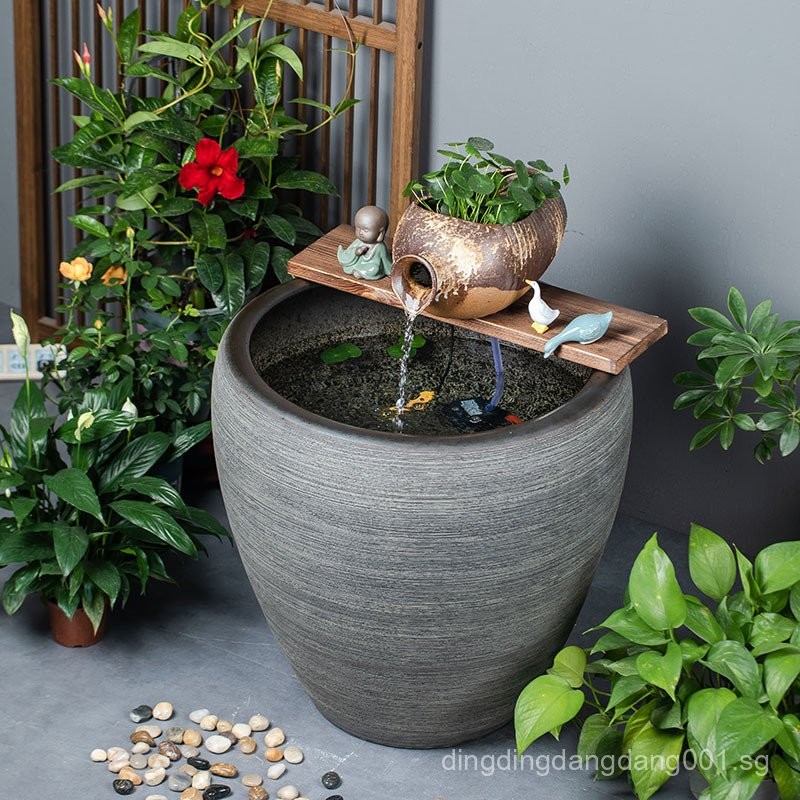 Heightened Ceramic Large Jar Traditional Fish Tank Living Room Balcony ...