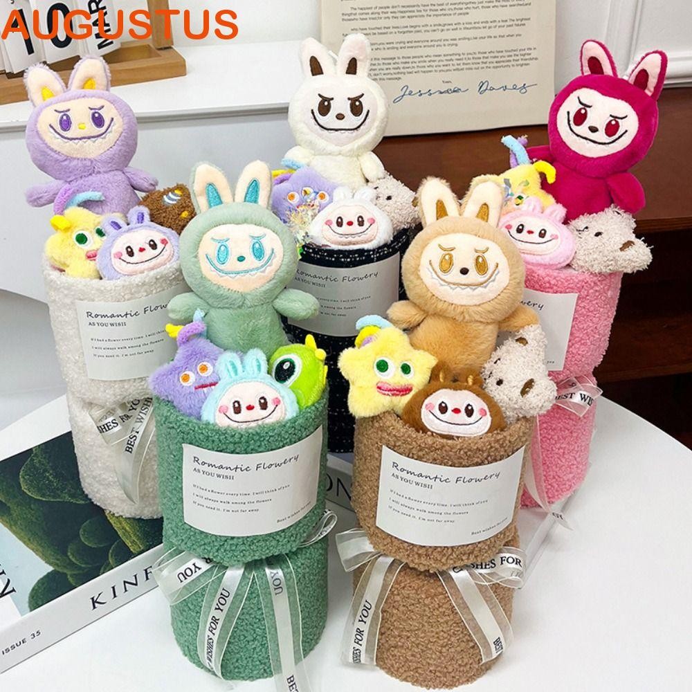 AUGUSTUS Labubu Plush Doll Bouquet, Stuffed Cute Cartoon Plush Flower ...