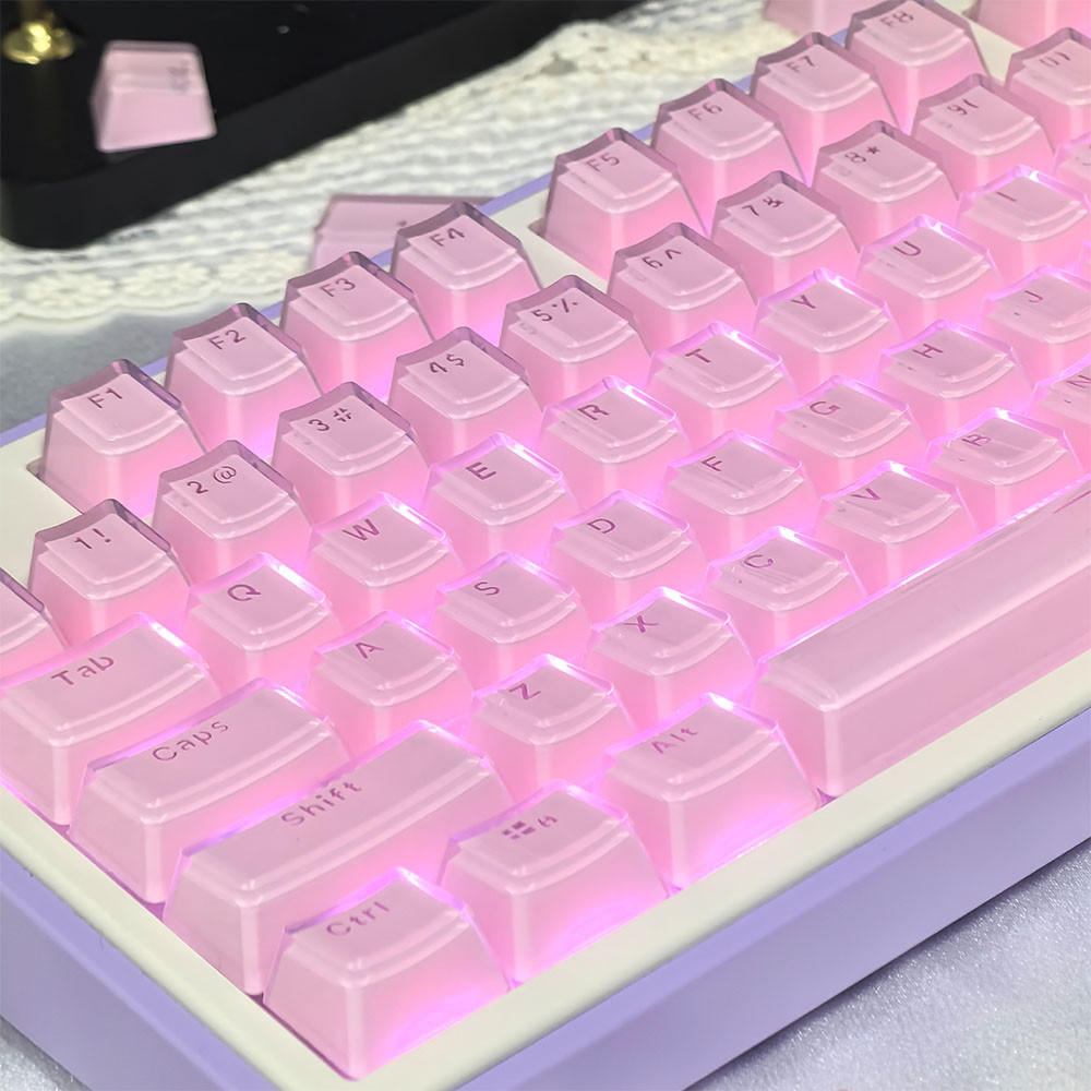 Pink Jello Keycap 104/123 Keys OEM Profile PC Double Shot Light ...