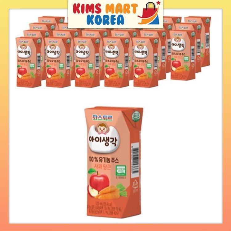 Pasteur Kids Organic Juice Apple & Carrot Korean Drink Food 125ml x 24pcs | Shopee Singapore