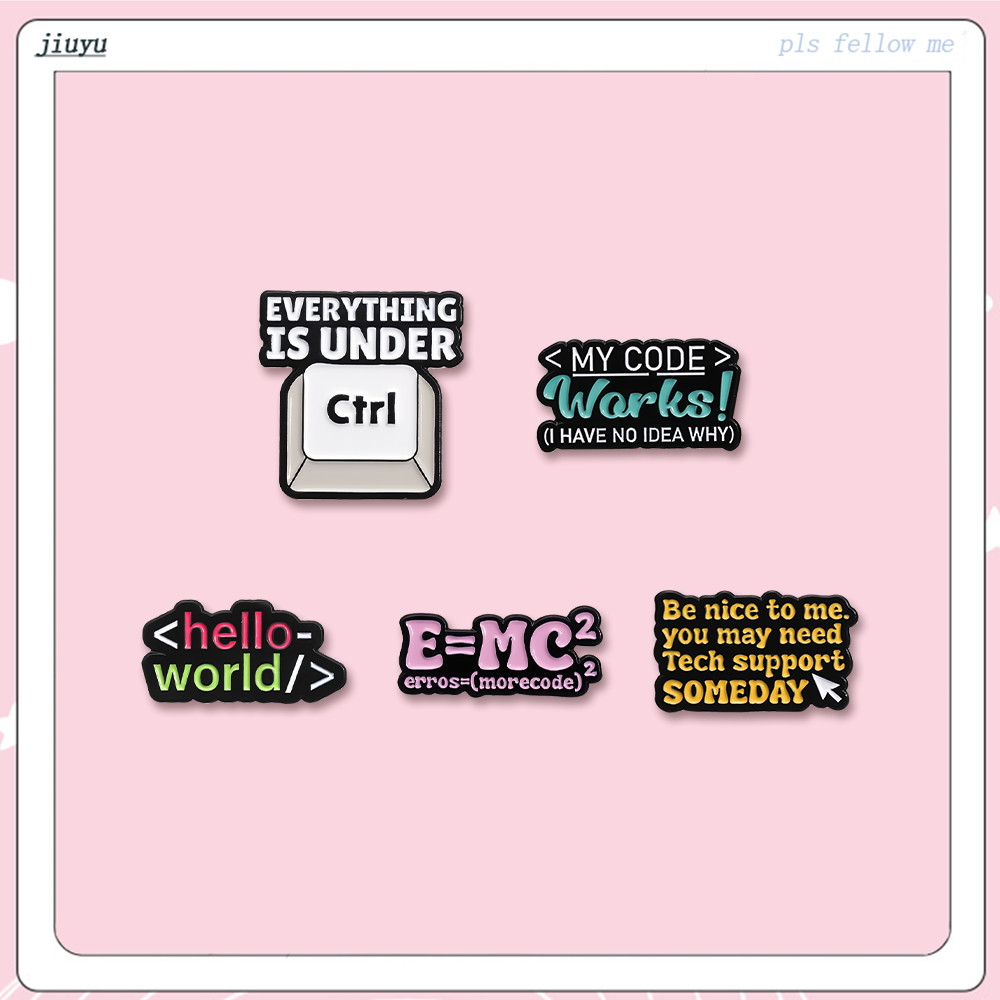 Programming First Code Hello World Enamel Brooch Keyboard Everything Is Under Ctrl Pin Badges ...