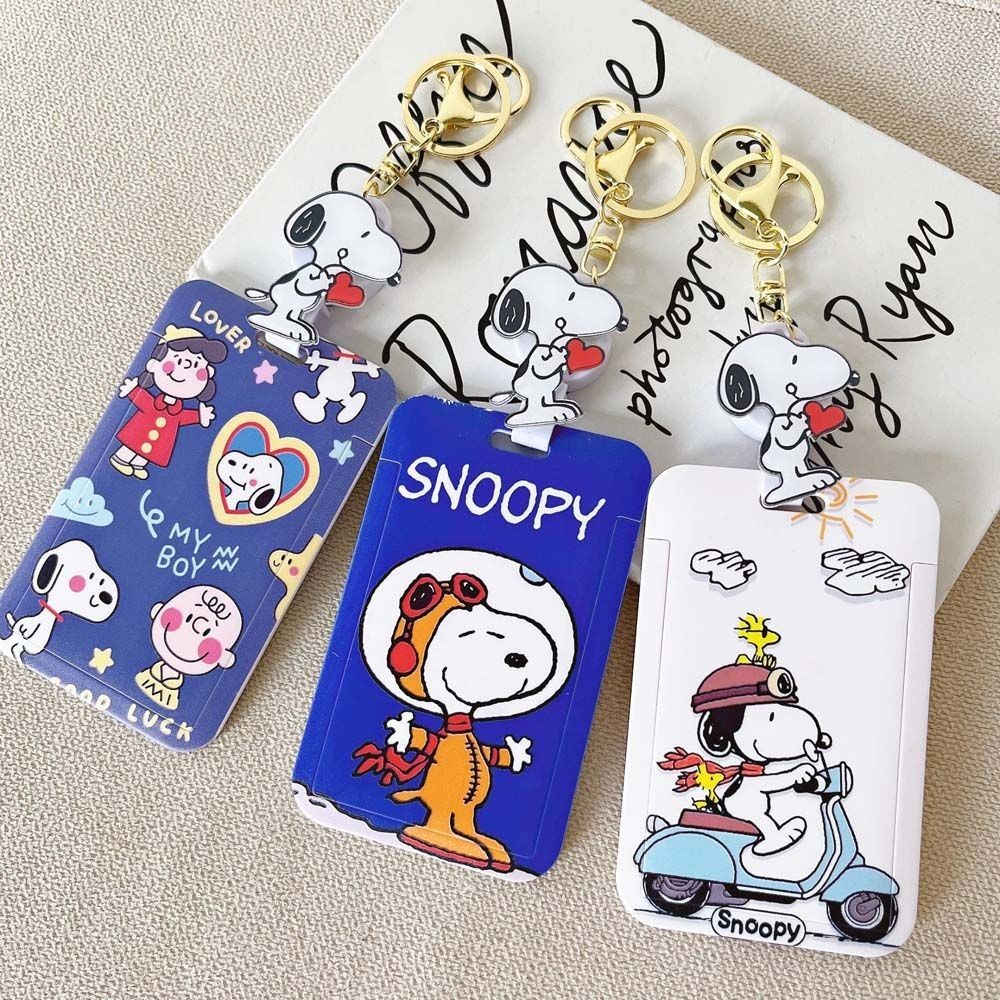 Snoopy Keychain Ezlink Card Holder Retractable Buckle Girls Bank Card ...