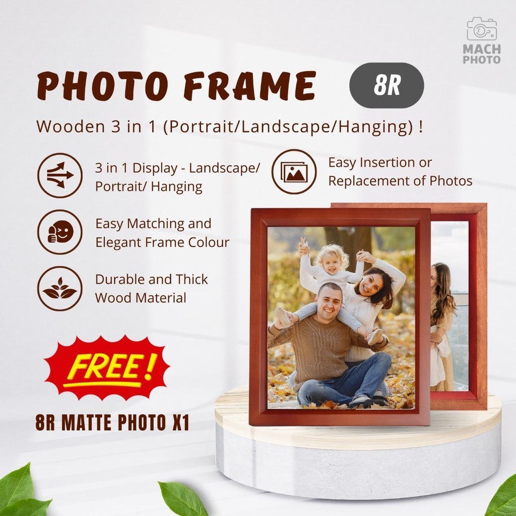【Mach Photo】8R V-Shaped Wooden Photo Frame Horizontal Landscape ...