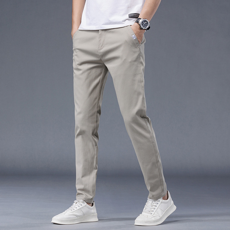 Cotton Men's Slim Casual Pants Long Chinos New Arrival | Shopee Singapore
