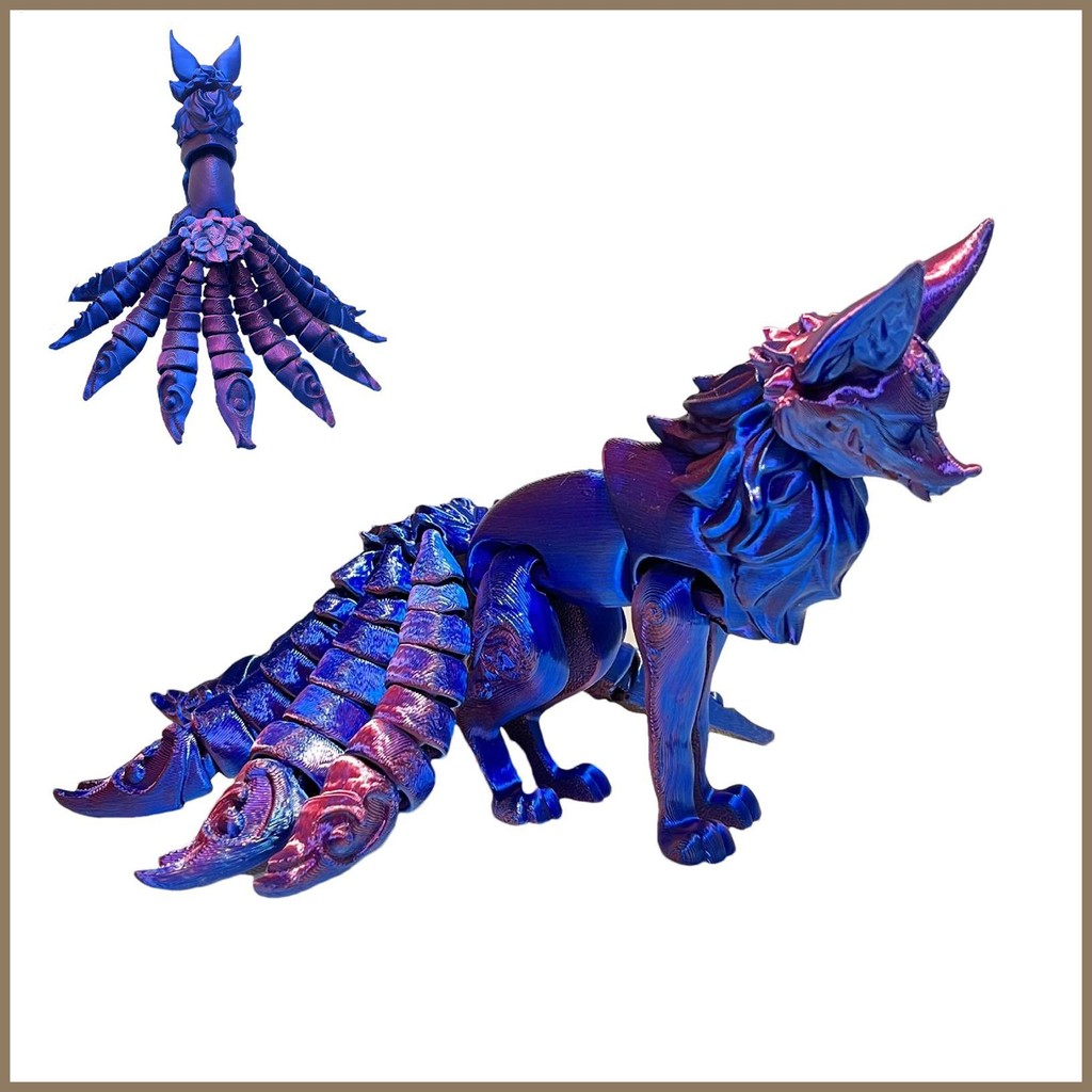 3D Printed Fox Toy Nine-Tailed Fox Multi-articular Action Figures ...