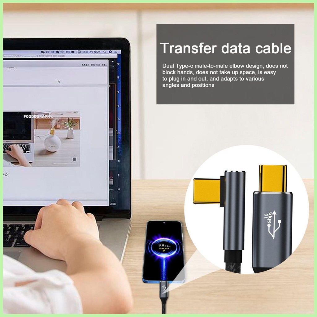USB C To USB C Right Angle Cable 90 Degree Type C Male-to-Male Cable ...