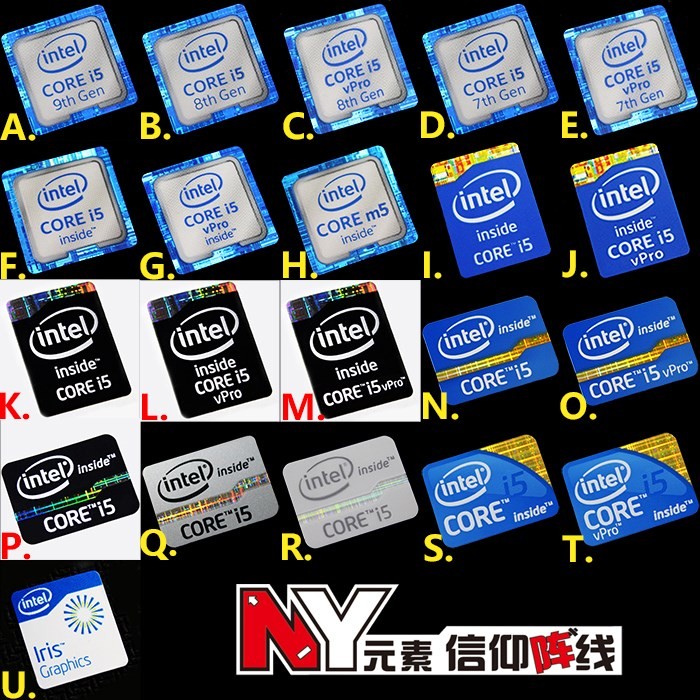 Stickers or Metal Stickers Original core i5 core 3 4 5 6 7 8 9th ...