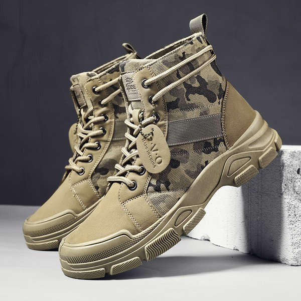 safty shoes safety shoes high cut 2024 New Men's Retro High-top Combat ...