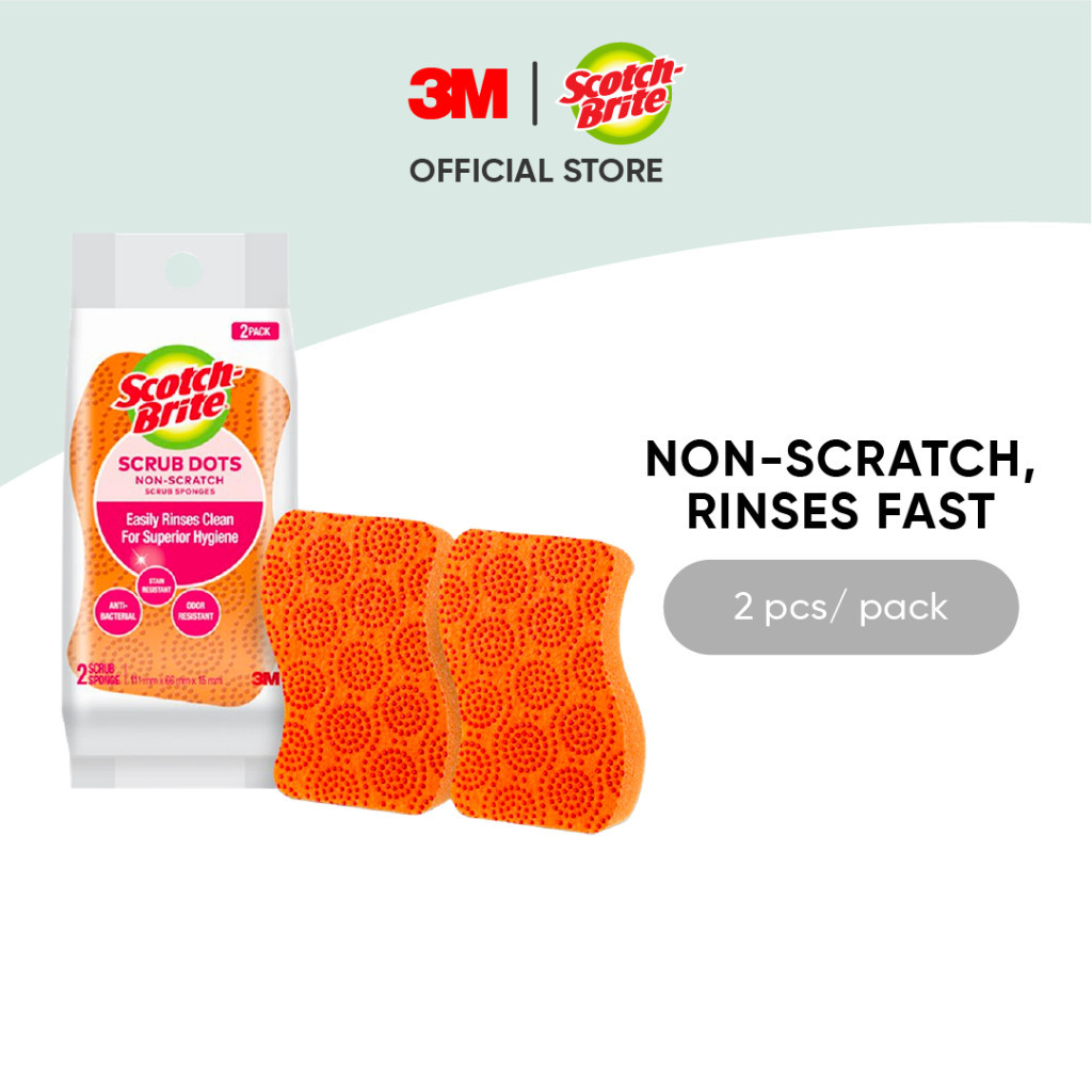 3M™ Scotch-Brite® Scrub Dots Non Scratch Scrub Sponges, Anti-Bacterial ...