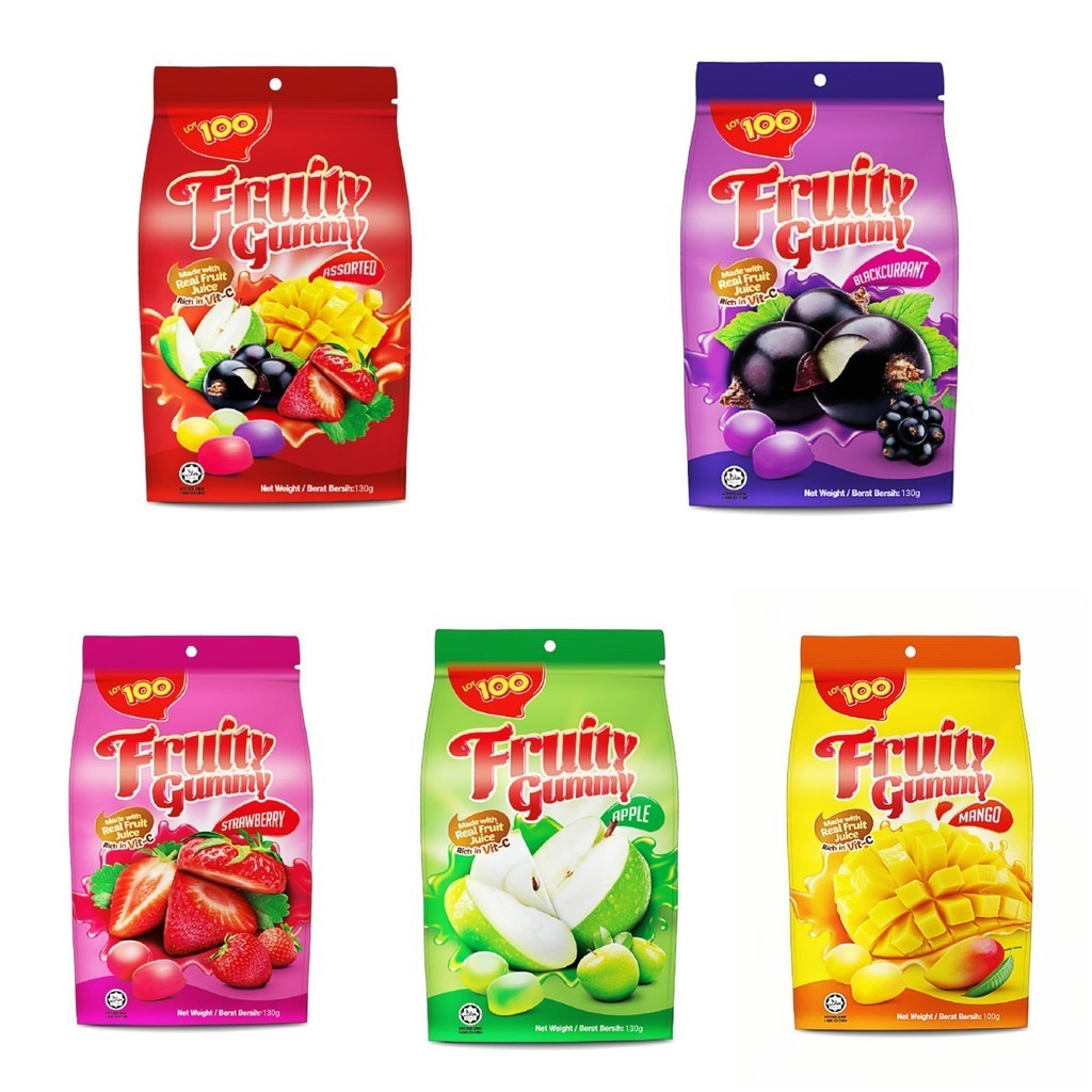 130g Lot 100 Assorted Fruit Gummy Chewy Candy | Shopee Singapore