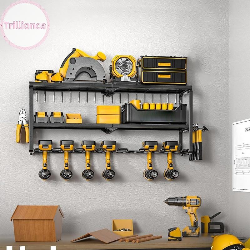 Trillionca 3-Layer Power Tool Rack Wall Mounted Handheld Electric Drill ...