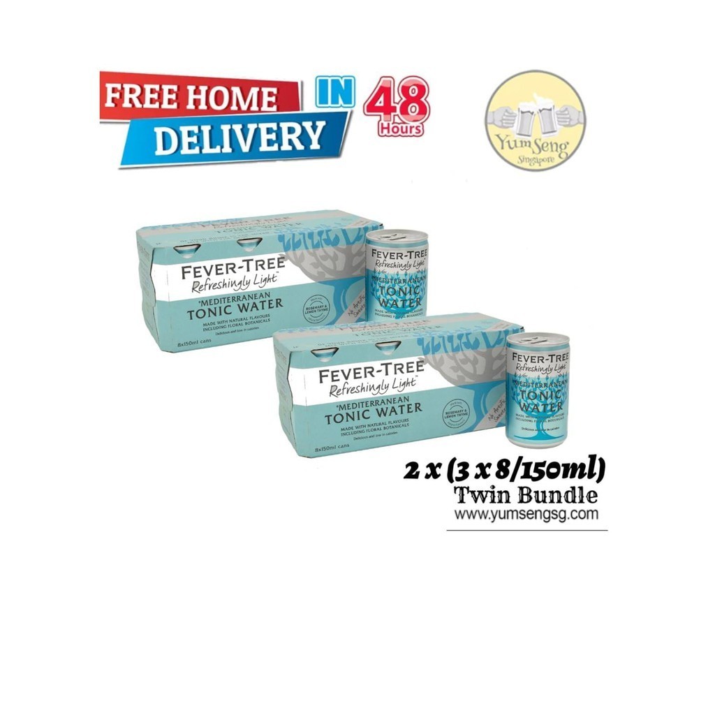 Fever Tree Refreshingly Light Mediterranean Tonic Water - 150ml x 24 ...