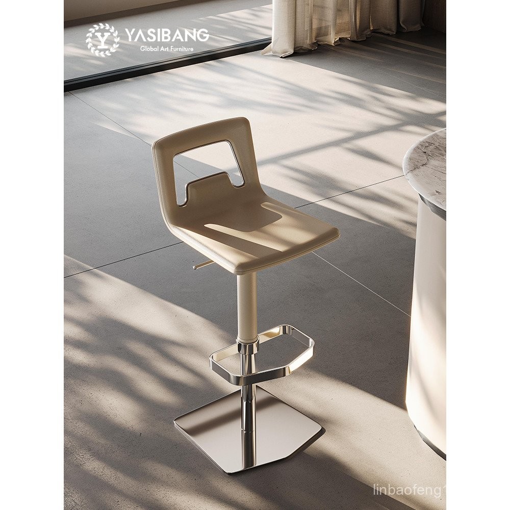Italian Style Island Chair Light Luxury Minimalist Genuine Leather Bar ...