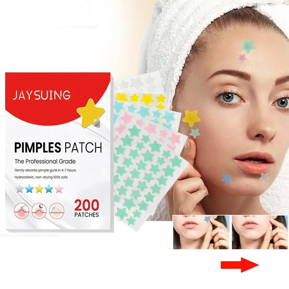 Star Shape Acne Zit Patches Colorful Hydrocolloid Acne Dots Pimple ...